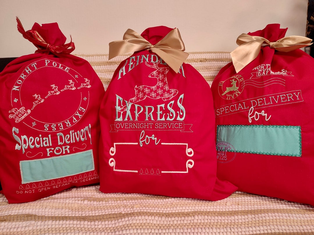 Santa Mail Reindeer Express Christmas Sack Stamps Machine Embroidery ...