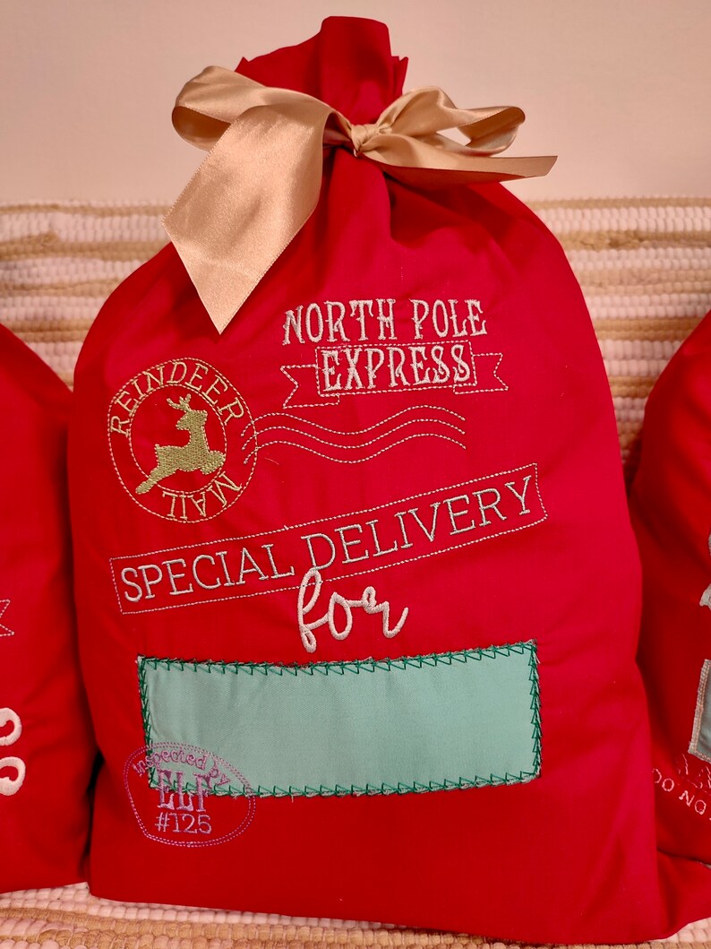 Santa Mail Reindeer Express Christmas Sack Stamps Machine Embroidery ...