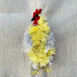 SET of 4 Fluffy Chicken Fringed Fluffy Chenille Farm Bird Small Machine ...