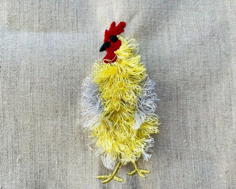 SET of 4 Fluffy Chicken Fringed Fluffy Chenille Farm Bird Small Machine ...