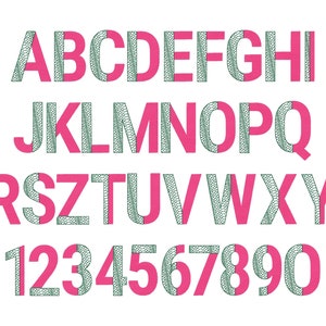 DUOTONE Split Font Crocodile Print and Fill Stitch 2 Color Font Machine ...