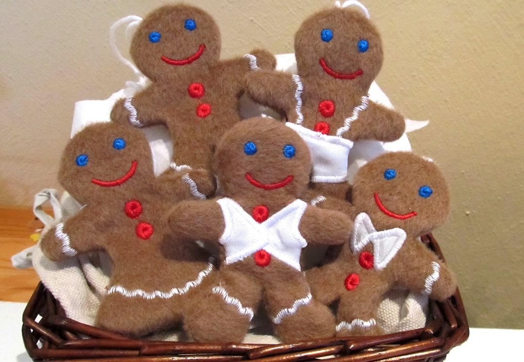 Christmas Gingerbread Men Cookie SET of 5 Types Easy in the Hoop ITH ...