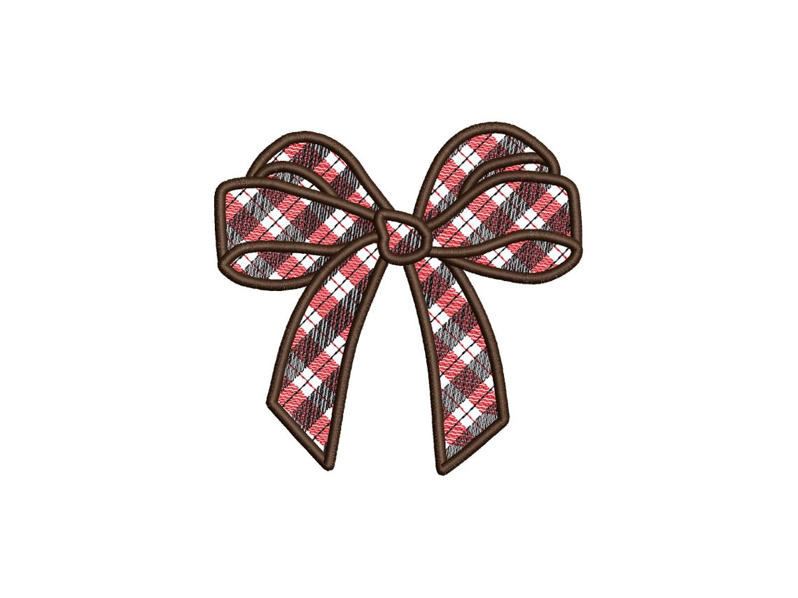 Gingham Plaid Side Seam Bow Applique Machine Embroidery Designs ...