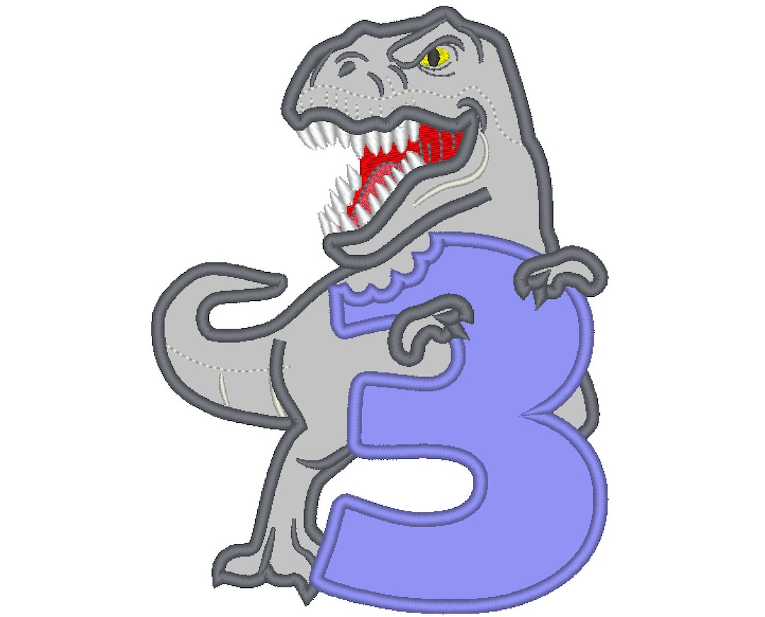 T-rex Dinosaur Birthday Number Three 3 Birthday Outfit Machine ...