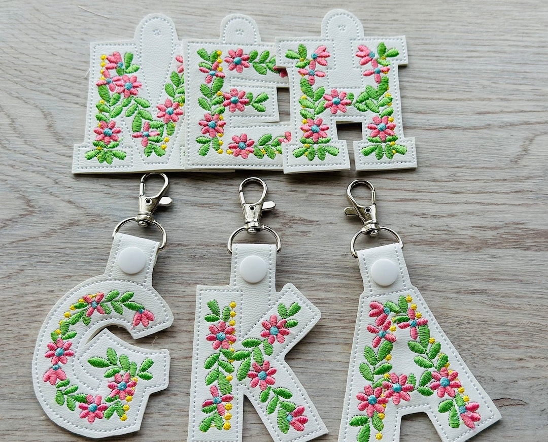 Floral Mama Summer Mini Flowers Key Fob Snap Tab and Eyelet Keychain ...