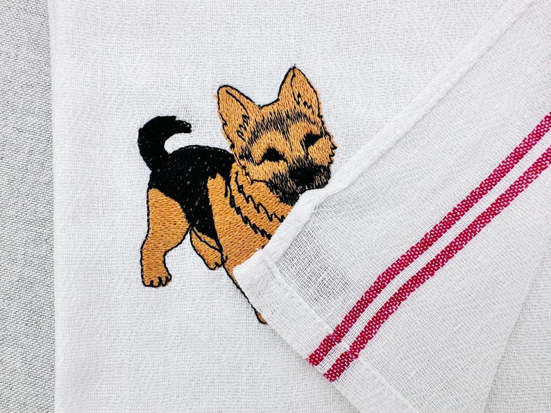 Cute Playing German Shepherd Puppy Dog Mama Kitchen Dish Towel Pet ...