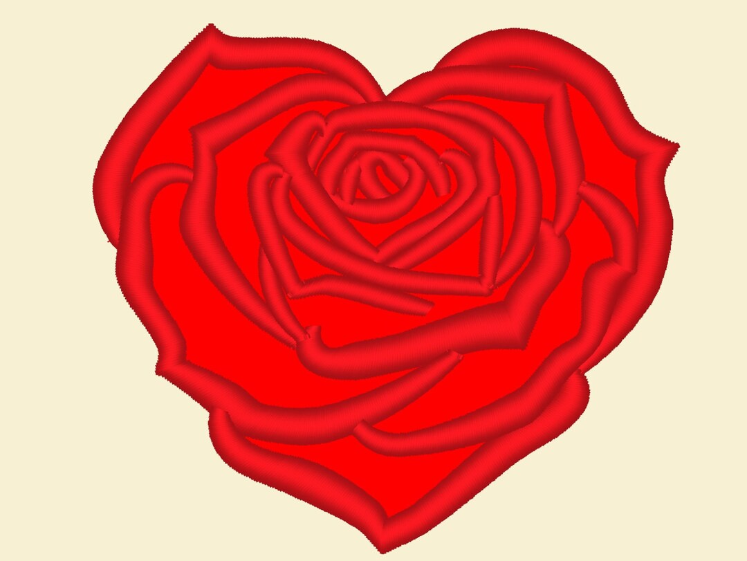 Heart Rose - Machine Embroidery Applique Designs - 4x4, 5x7, 6x10 ...