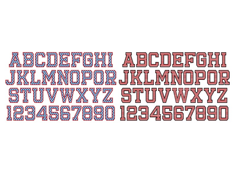 Patriotic Stars and Stripes Block Font 2 Types Machine Embroidery ...