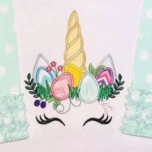 Easter Unicorn, Pretty Eyes Unicorn Head With Eggs and Grass Crown ...