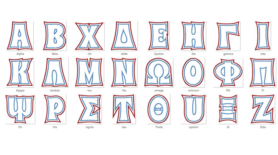 Fancy Greek 2 Layers Sororities Whole Alphabet Classic SATIN and ZIG ...