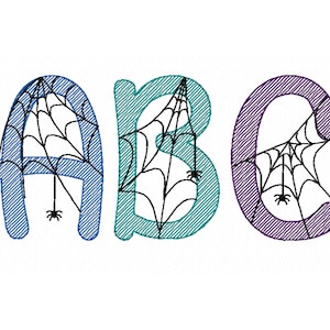 Spiderweb Font Embroidery Spider's Web Alphabet Halloween Cobweb Spooky ...