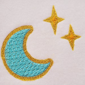 Crescent Moon Half Moon Faux Patch Chenille Stitches and Glitter HTV ...