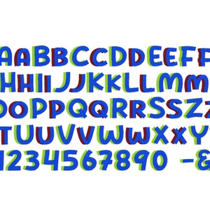 Shadow Font Shadowed Kids Name Monogram Colorful Embroidery Font Shadow ...
