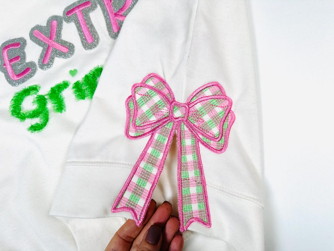 New Gingham Checked Plaid Side Seam Bow Machine Embroidery Designs ...