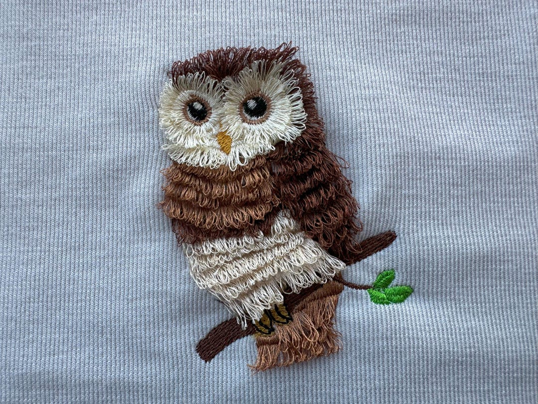 Fringed Cute Fluffy Owl Machine Embroidery Designs Chenille Fur ...