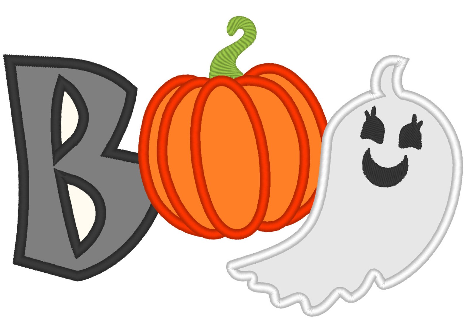Boo Little Boo Ghost With Pumpkin Halloween Applique Machine Embroidery ...