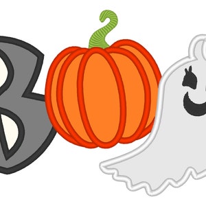 Boo Little Boo Ghost With Pumpkin Halloween Applique Machine Embroidery ...