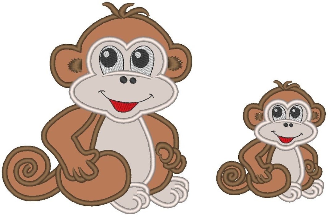Wild Animal - Monkey Baby - Machine Embroidery Applique Designs ...