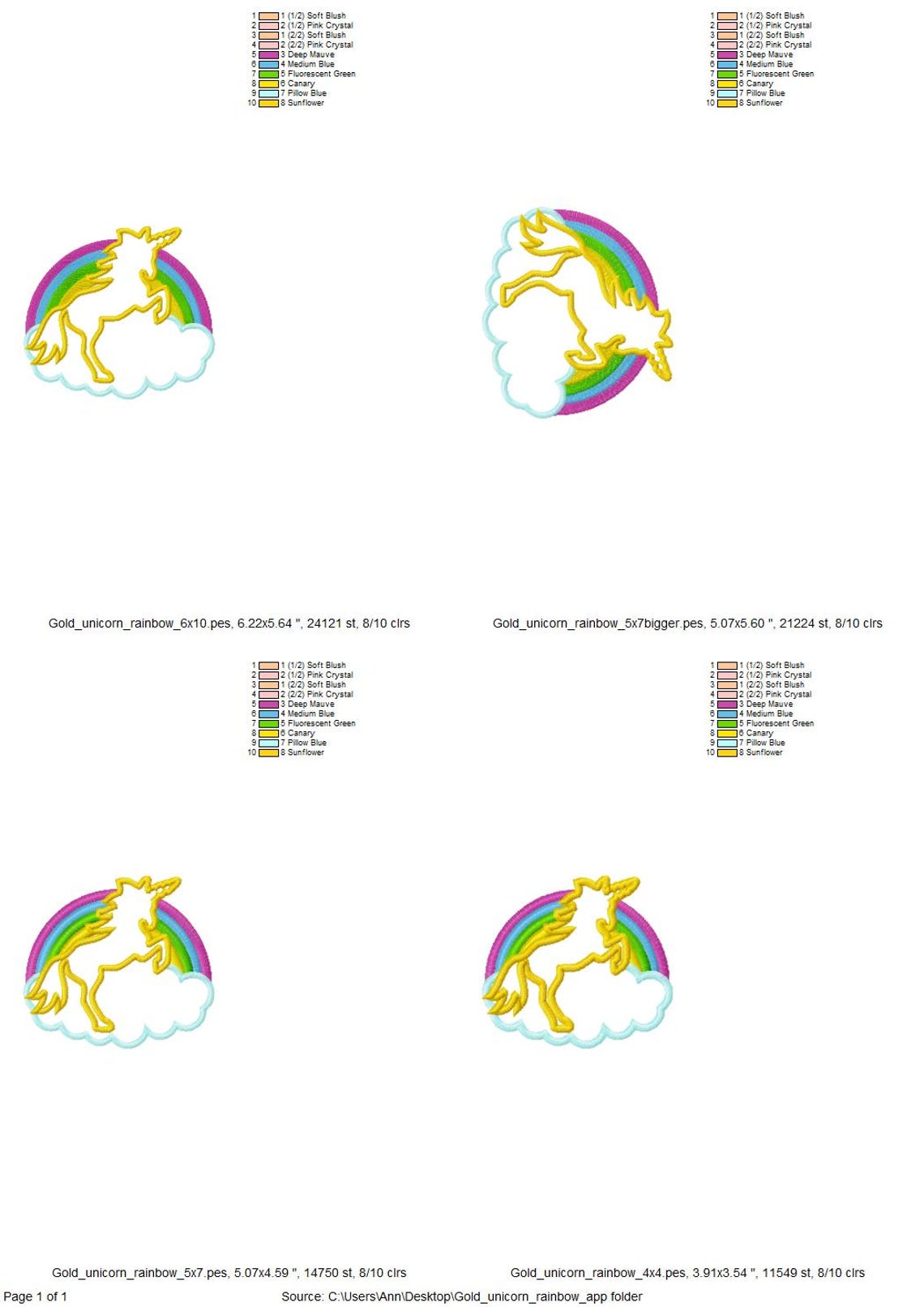 Rainbow Unicorn Applique Designs - Rainbow Machine Embroidery Designs ...