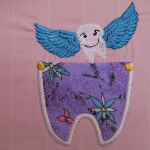 Tooth Fairy Pocket Embroidery Design, Fairy Flaying Out - Machine ...