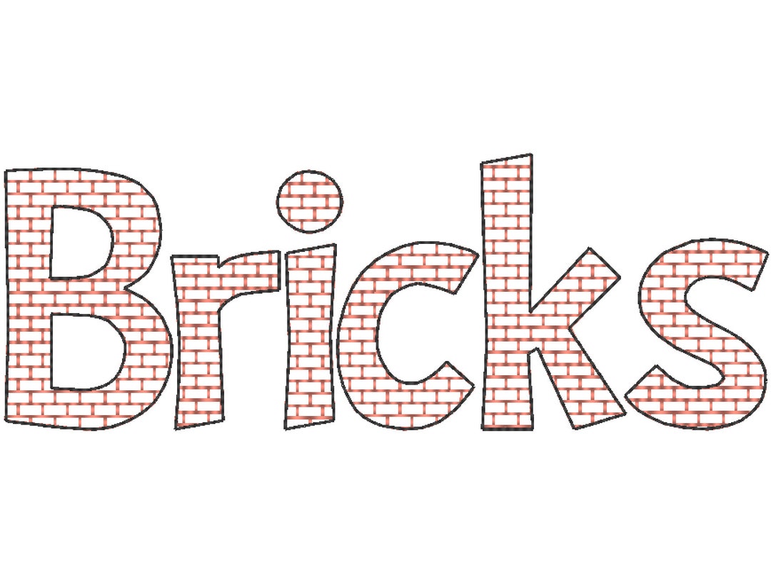 Bricks Font Light Sketch Outline Machine Embroidery Design Font ...