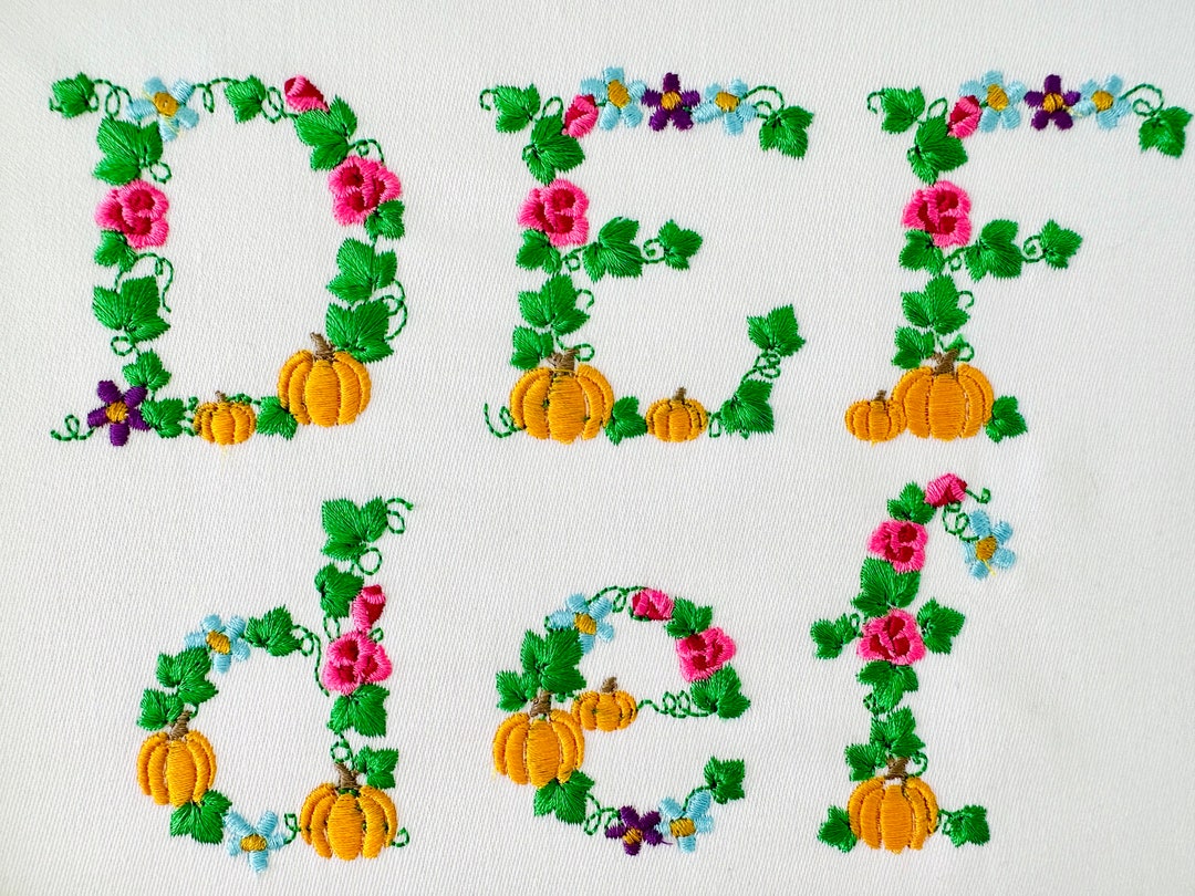Pumpkin Floral Font Thanksgiving Alphabet Uppercase Lowercase Letters ...