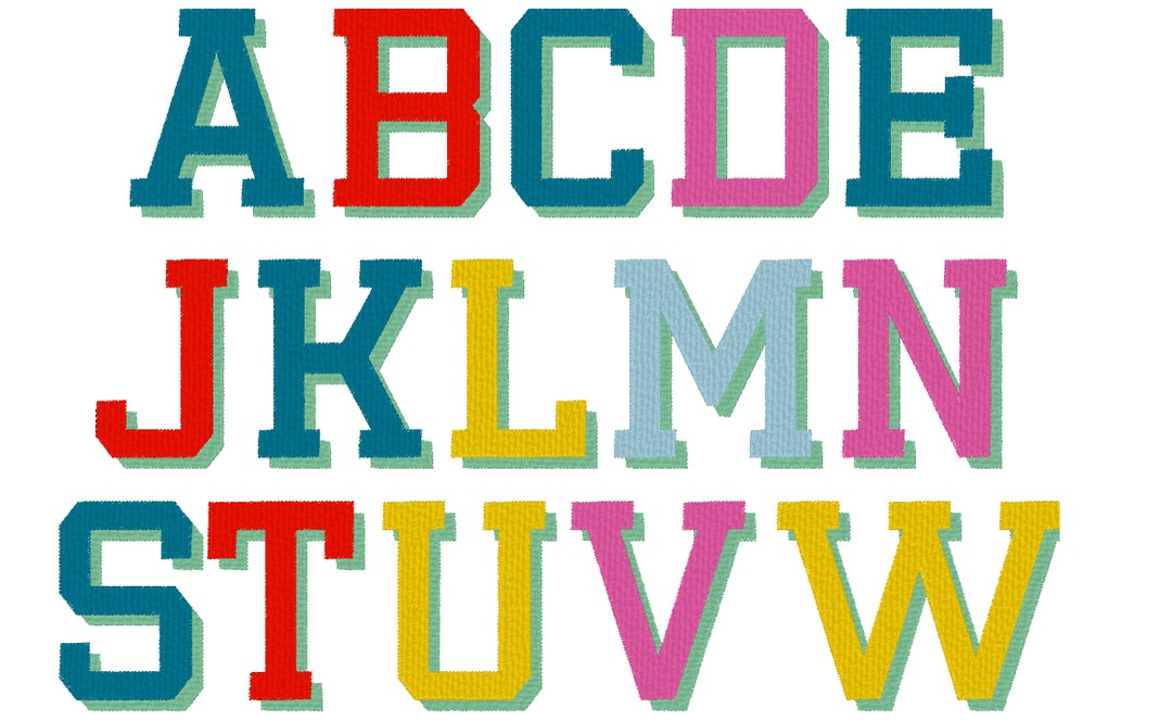 Big Varsity Collegiate Block Type Shadow Font Fill Stitch Machine ...