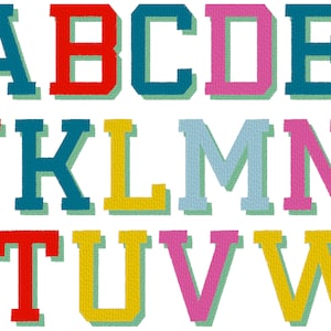 Big Varsity Collegiate Block Type Shadow Font Fill Stitch Machine ...