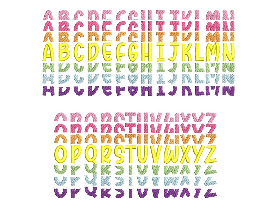 Stacked Font Satin Stitch and Outline Trend Alphabet Letters | Etsy