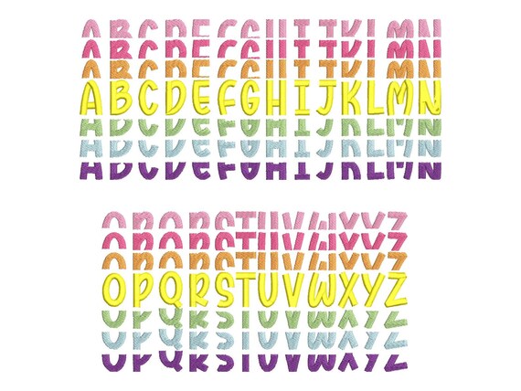 Stacked Font Satin Stitch and Outline Trend Alphabet Letters | Etsy