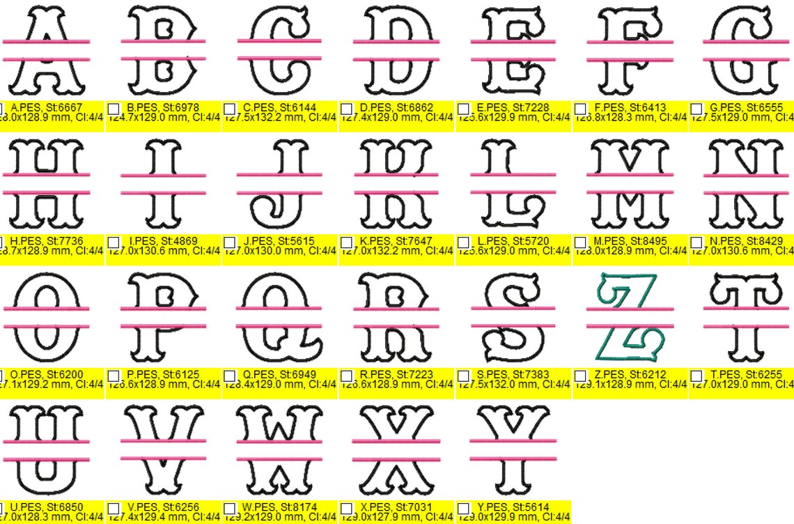 Split Font Machine Embroidery Applique Designs, Monogram Set Mini Font ...