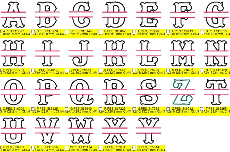 Split Font Machine Embroidery Applique Designs, Monogram Set Mini Font ...