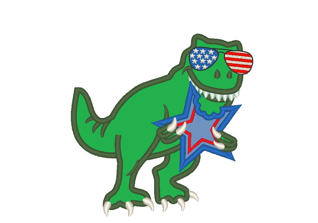 4th of July T-rex in Aviator Glasses Trex With Bitten Star Patriotic ...