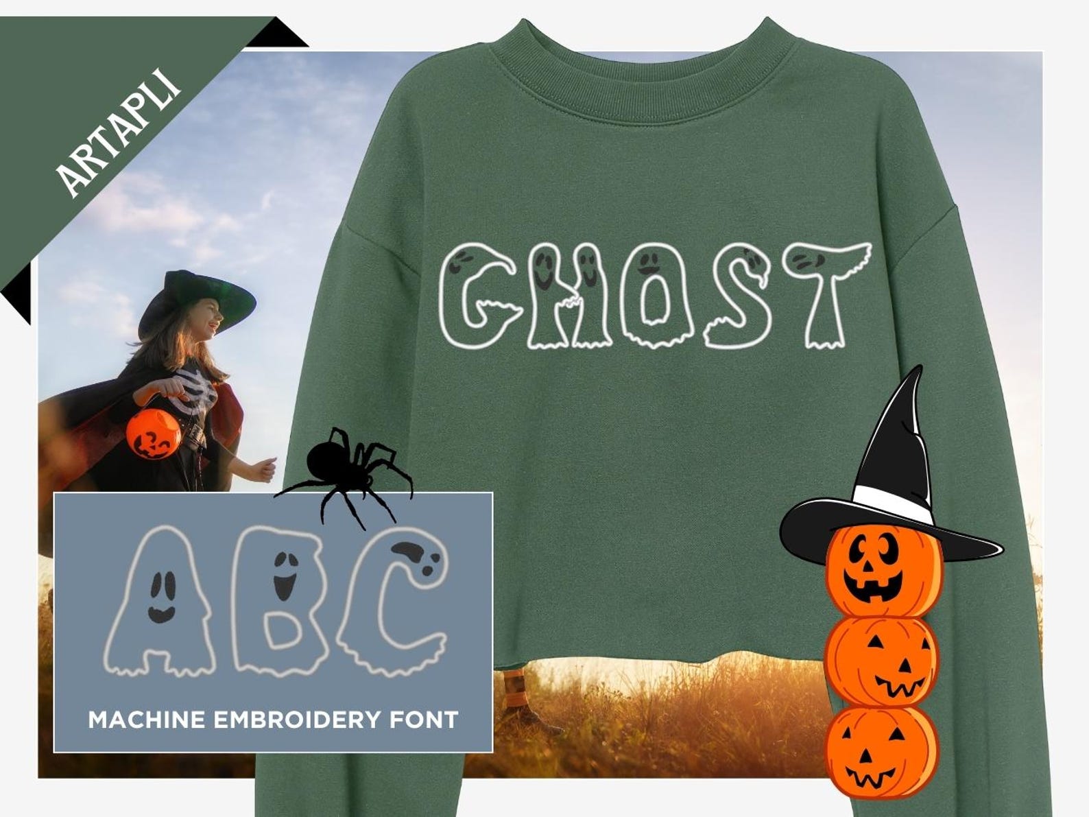 Ghost Font Applique Machine Embroidery Designs Halloween Alphabet ...