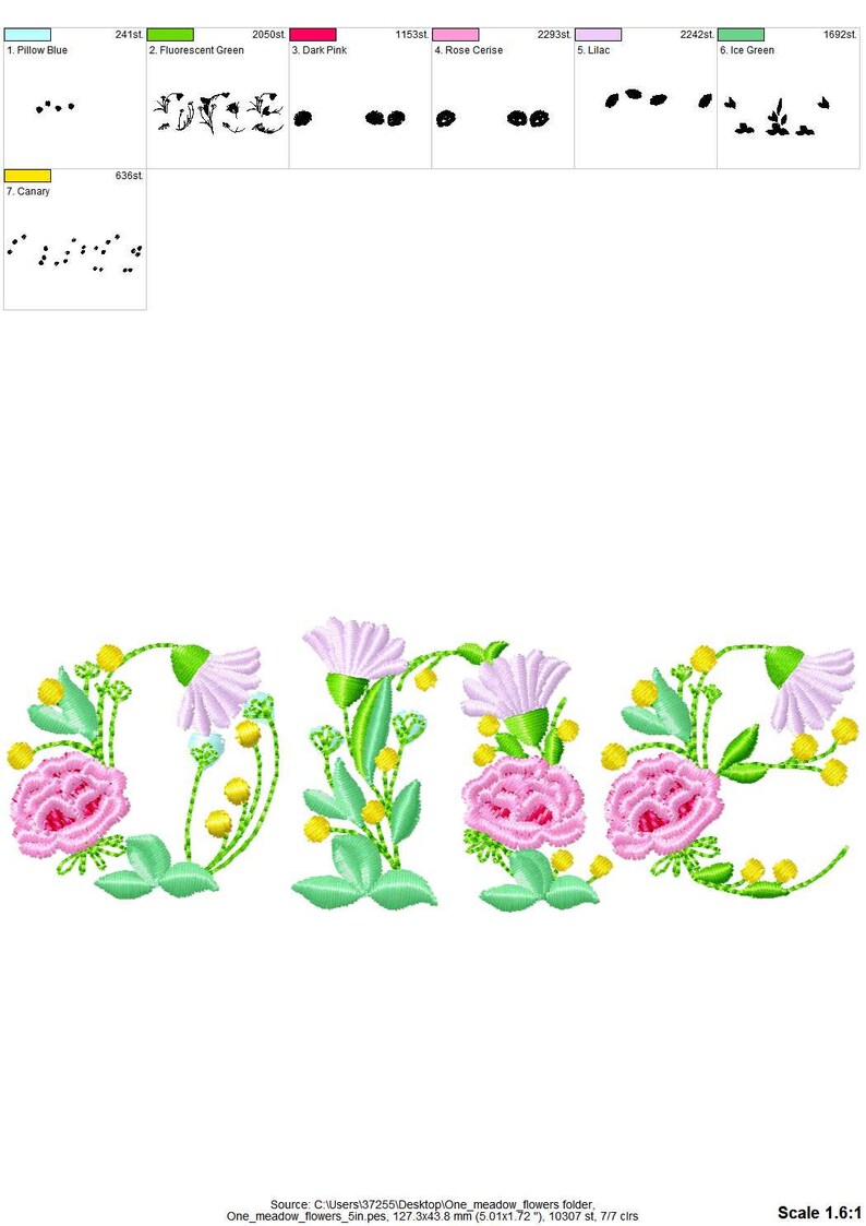 Floral Word ONE Birthday Number ONE Flowers Meadow Flowers | Etsy