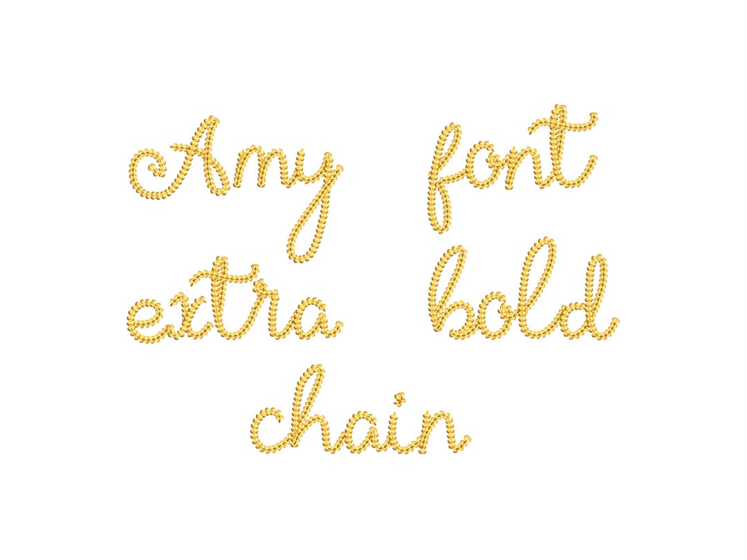 Extra Bold Chain Stitch Handwritten Script FONT Amy Machine Embroidery ...