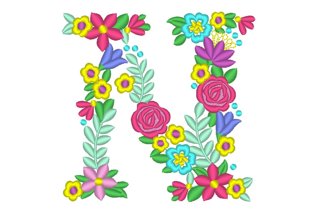 Floral Letter N Garden Flag Monogram Liberty Fashioned Flowers Flower ...