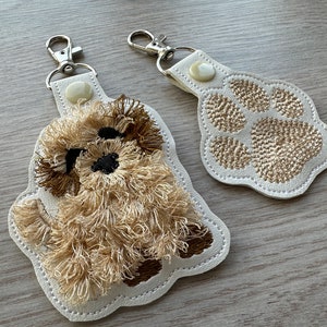 Little Puppy and Dog Paw SET of 2 Eyelet Keychain Cockapoo Goldendoodle ...