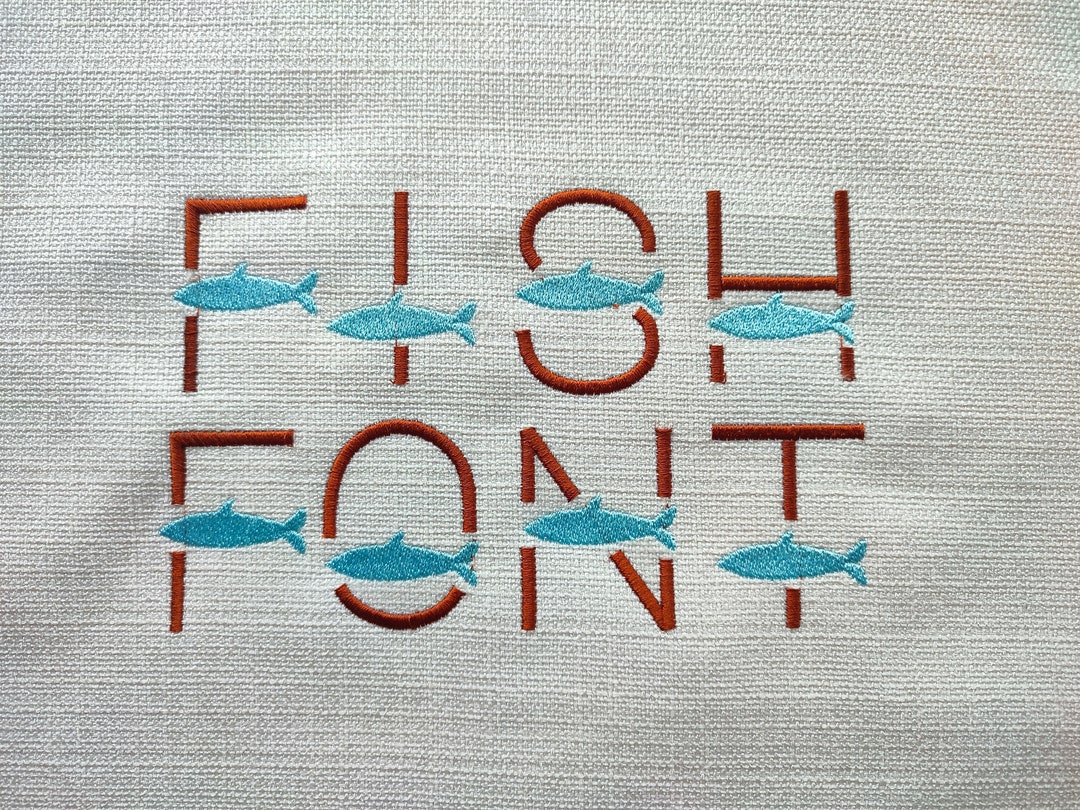 Satin Stitch Fish Font Embroidery Font Fisher Marine Alphabet Machine ...