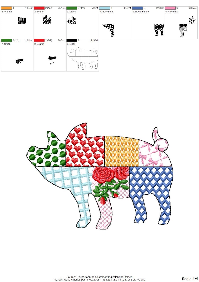 Patchwork Farm Animals SET 6 Designs Goat Highland Cow Horse Face Head ...