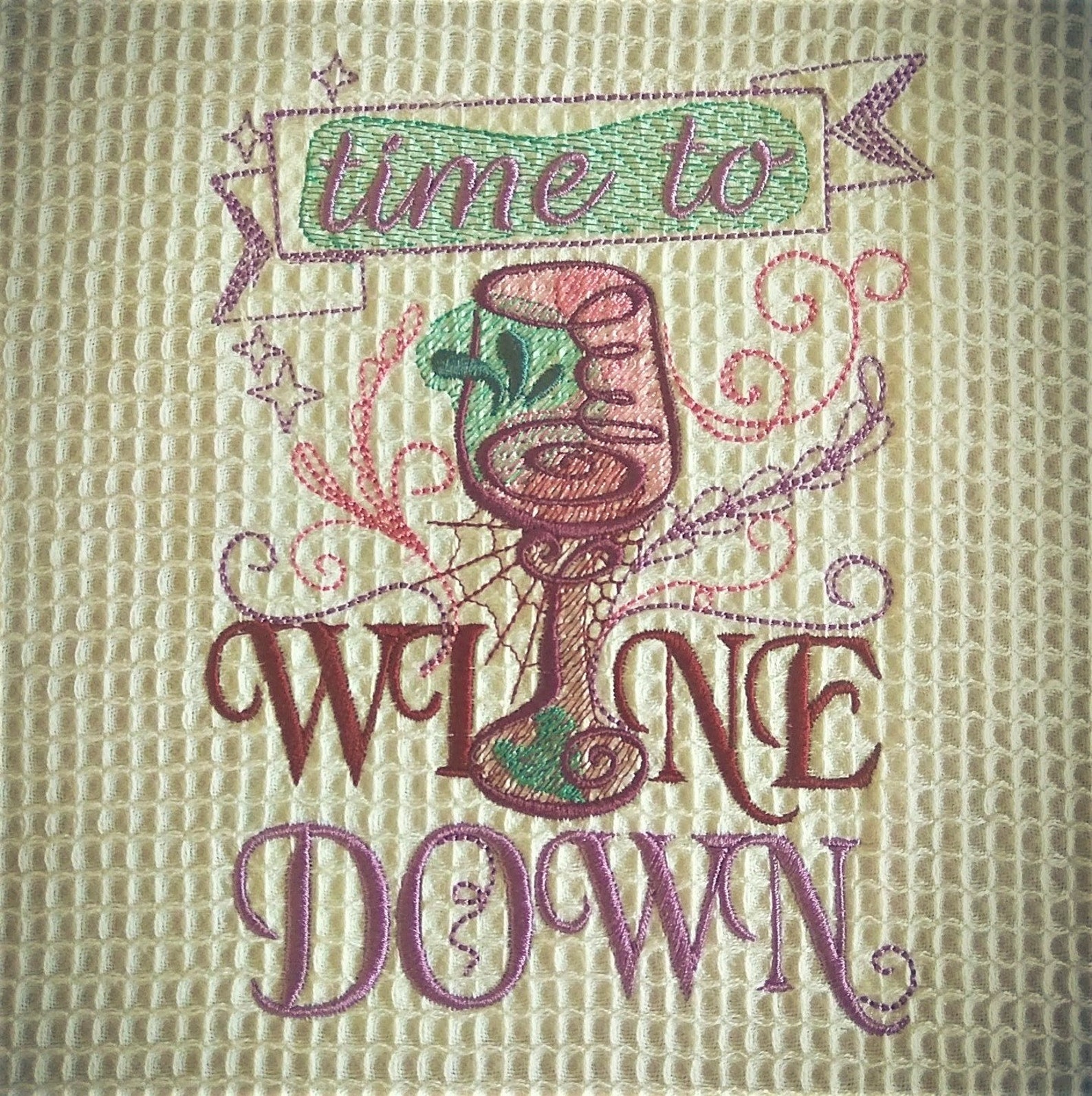 Time to Wine Down - Machine Embroidery Designs - 4x4 and 5x7 - Kitchen ...