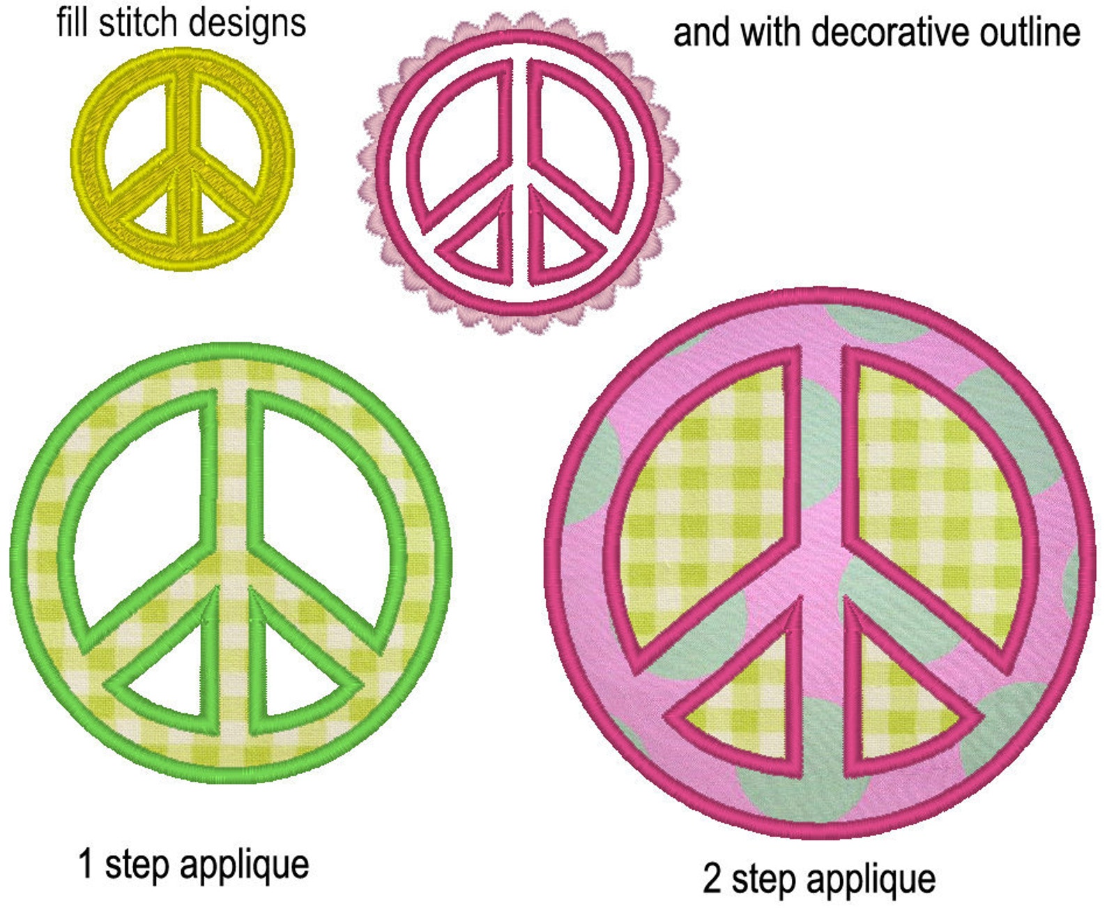 Peace Sign Machine Embroidery Applique and Fill Stitch - Etsy