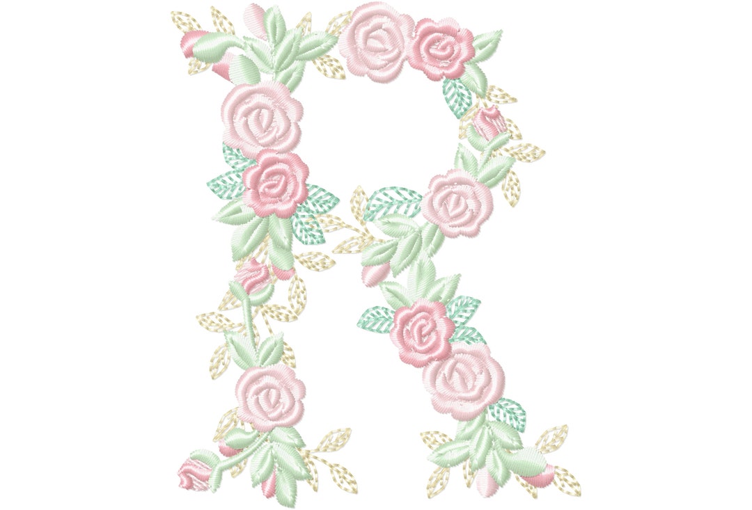 Delicate Roses Floral Letter R Garden Flag Monogram Floral Initial ...