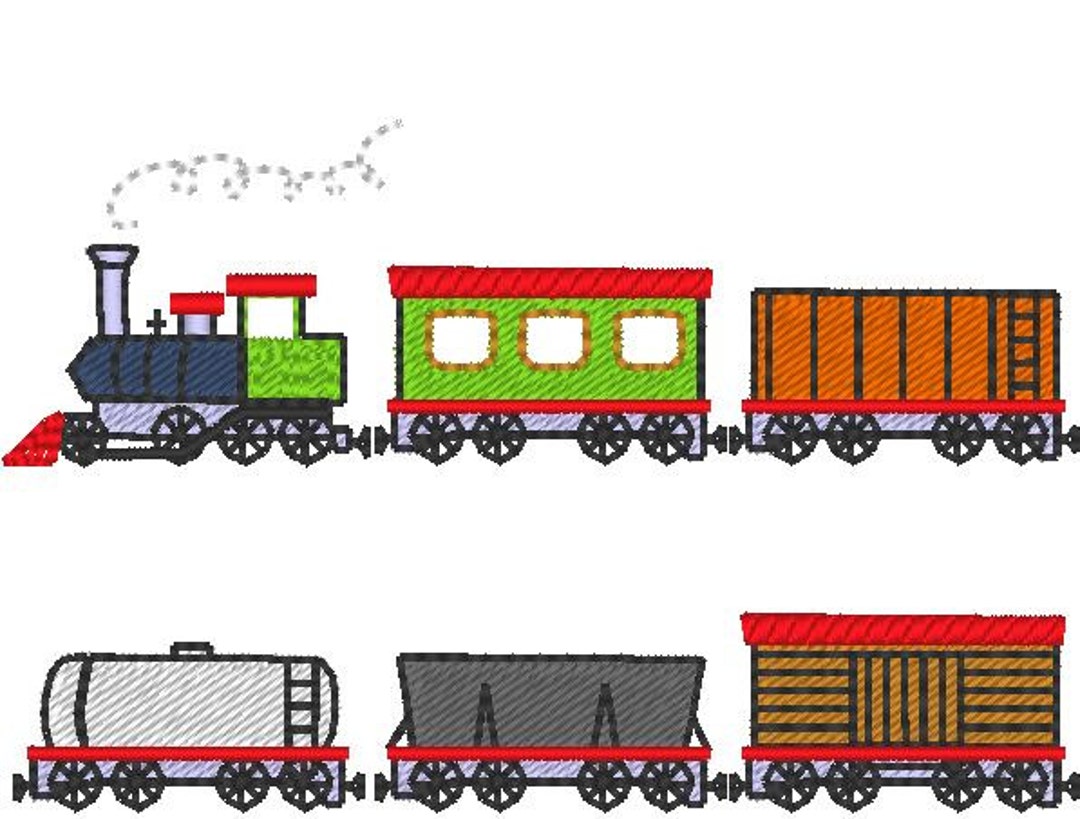 Train With Various Wagons MINI Machine Embroidery Designs Fill Stitch ...