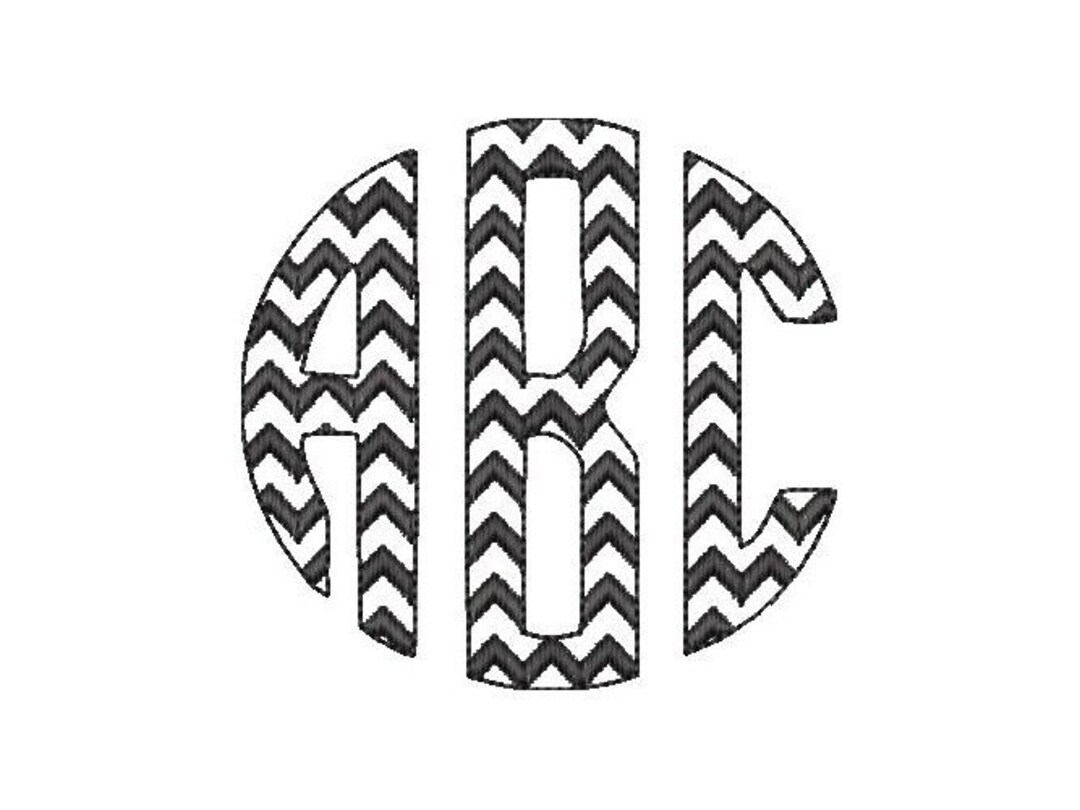 Chevron Three Letter Circle Monogram Font A-Z Machine Embroidery ...