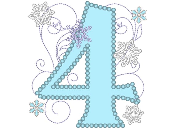 Frozen Swirls Birthday Number FOUR 4 With Wide Pearl Stitch - Etsy