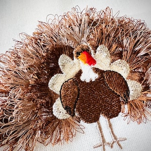Fringed Fluffy Chenille Turkey Thanksgiving Thanks Fall Machine ...