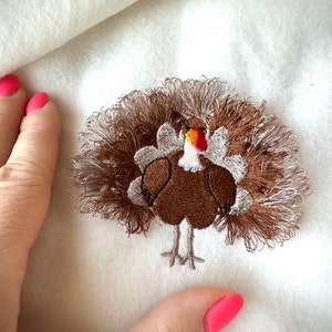 MINI Fringed Turkey Thanksgiving Fluffy Thanks Fall Machine Embroidery ...
