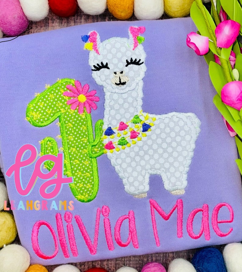 Number 1 First Birthday Llama Alpaca With Cactus Number - Etsy