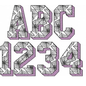 Spiderweb Shadow Font Embroidery Spider's Web Alphabet Halloween Cobweb ...